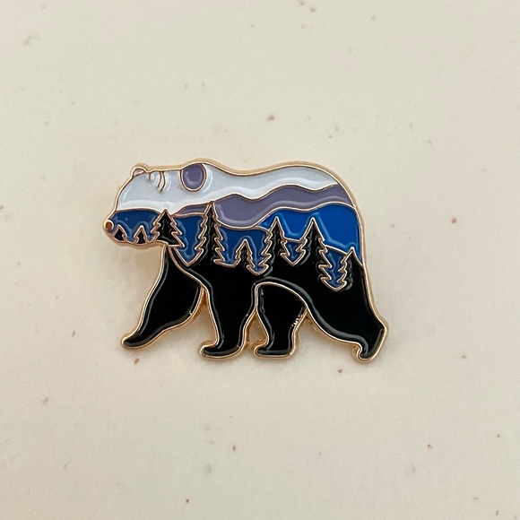Jewelry | Pine Tree Forest Grizzly Bear Enamel Pin | Poshmark
